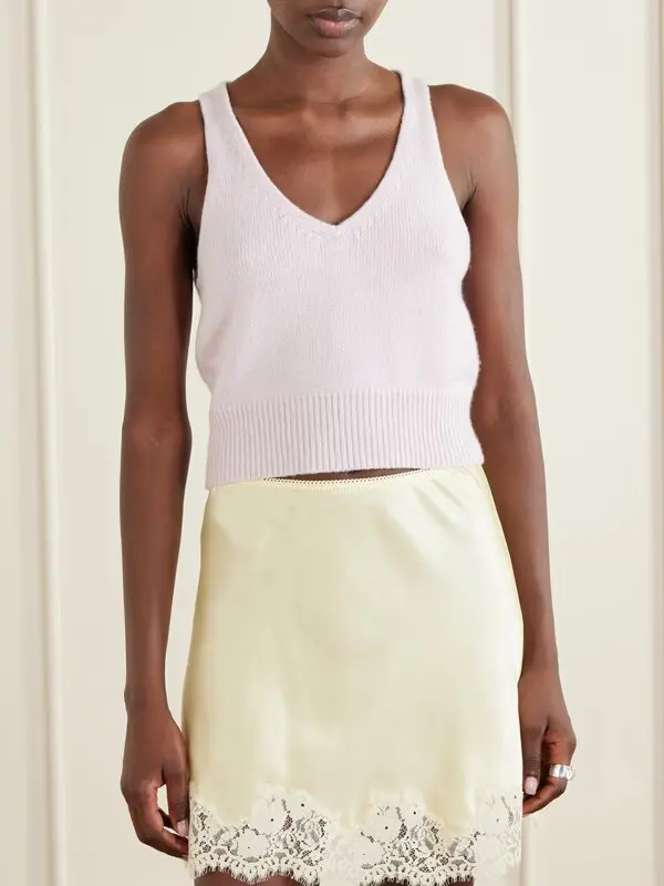Brandon Maxwell Sleepless V-neck Knit Tank Top