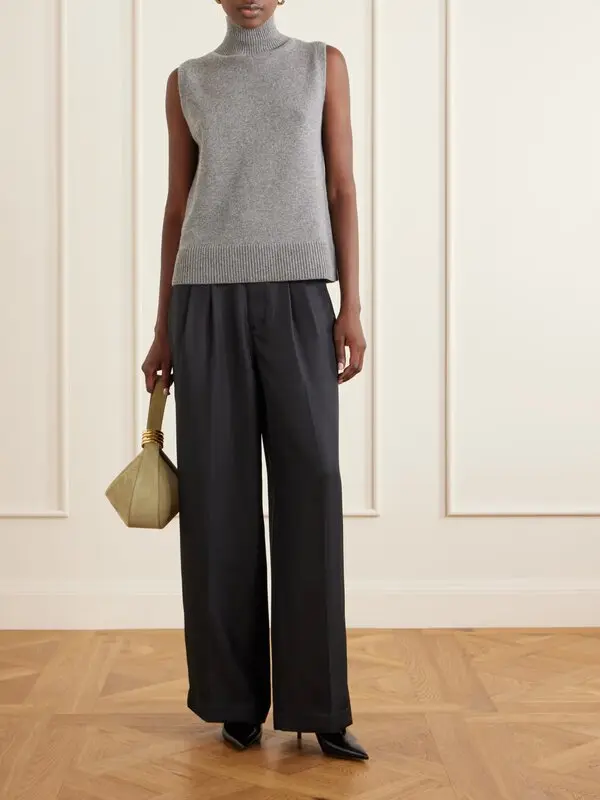 Brandon Maxwell Grey Turtleneck Knit Vest
