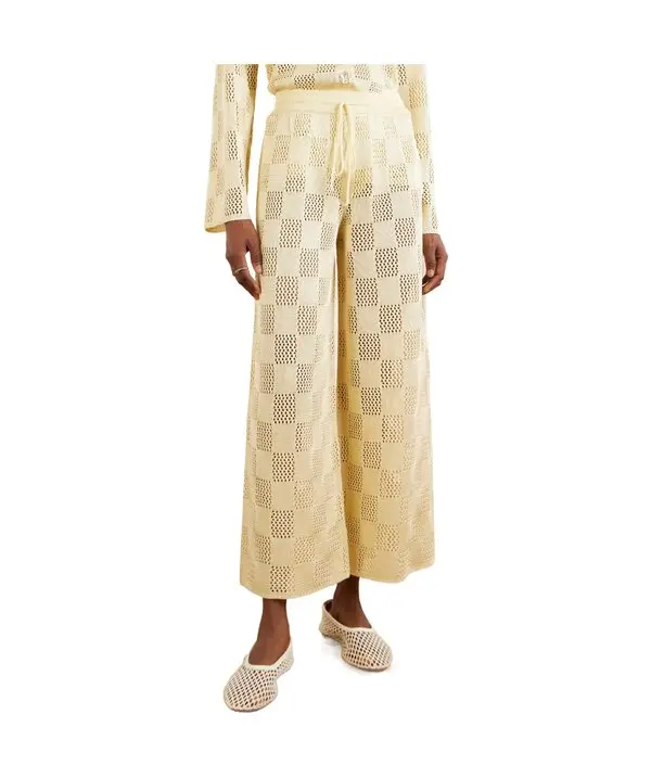 Calle Del Mar Checked Woven Wide-leg Pants - No