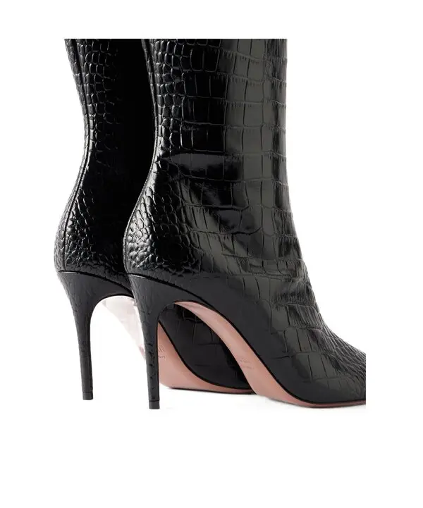 Paris Texas Croc-effect Leather Knee Boots