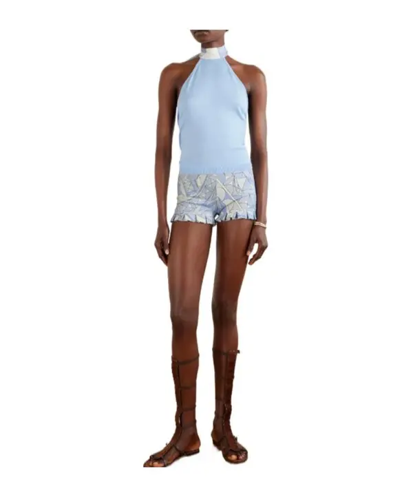 Emilio Pucci Pleated Printed Cotton-jersey Shorts