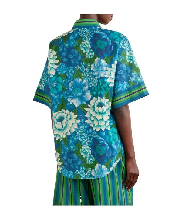 ALEMAIS Margo Floral-print Striped-trim Shirt