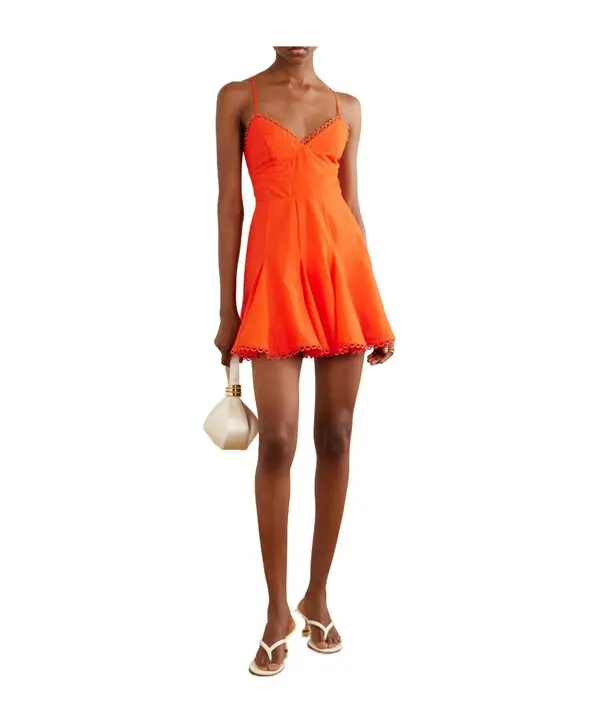 Charo Ruiz Ibiza Guipure Lace-trimmed Cotton-blend Voile Mini Dress