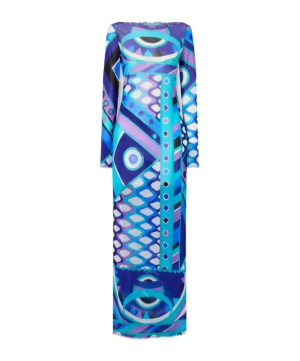 Emilio Pucci Printed Tulle Maxi Dress
