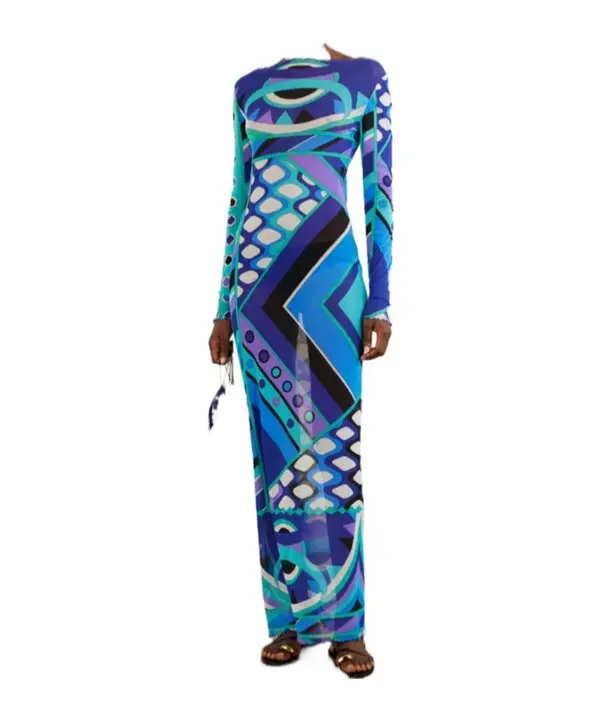 Emilio Pucci Printed Tulle Maxi Dress