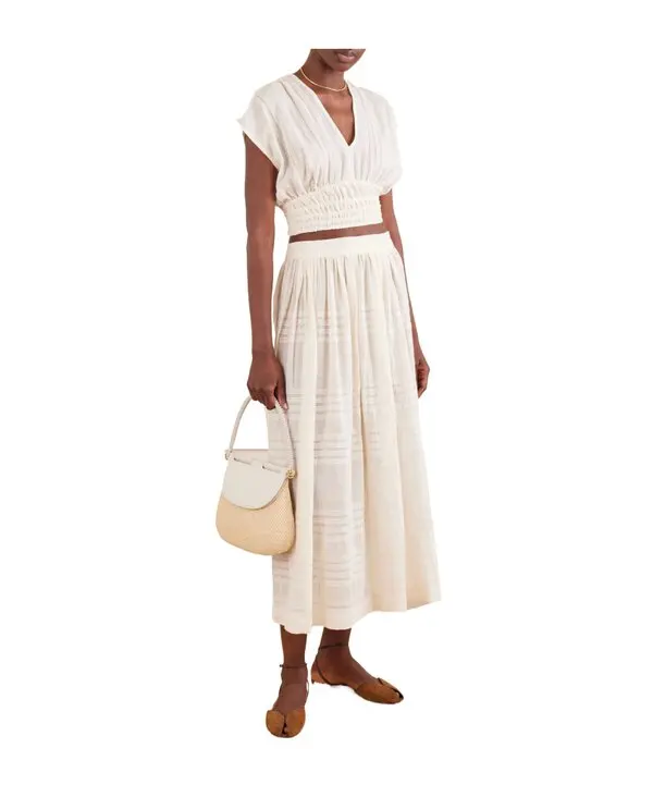 LEMLEM Striped Cotton Midi Skirt