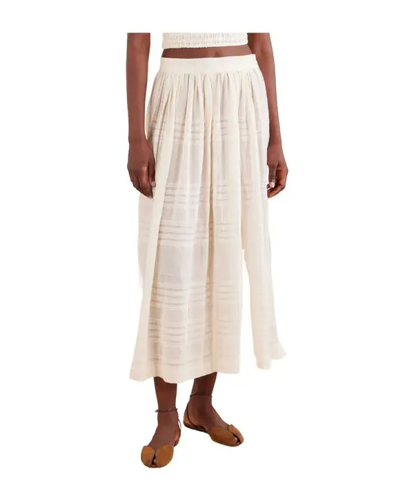 LEMLEM Striped Cotton Midi Skirt