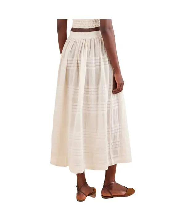 LEMLEM Striped Cotton Midi Skirt