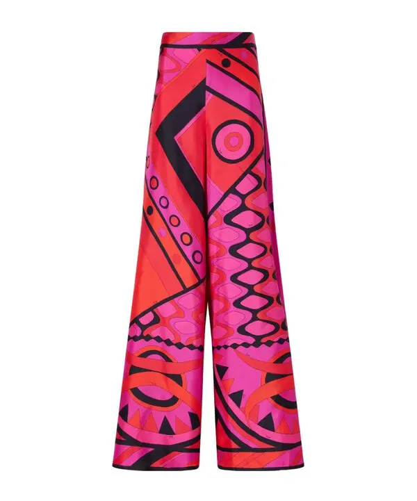 Emilio Pucci Redpink Geometric Wideleg Trousers