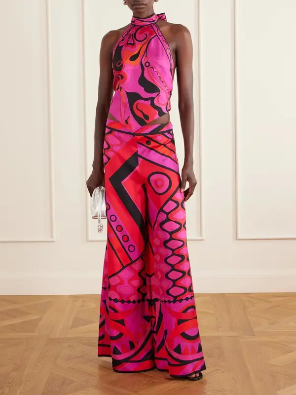 Emilio Pucci Redpink Geometric Wideleg Trousers