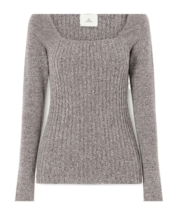 THE ELDER STATESMAN Marl Knitted Cashmere T-shirt