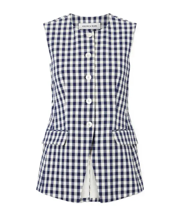 Veronica Beard Lois Gingham-check Sleeveless Blouse - No