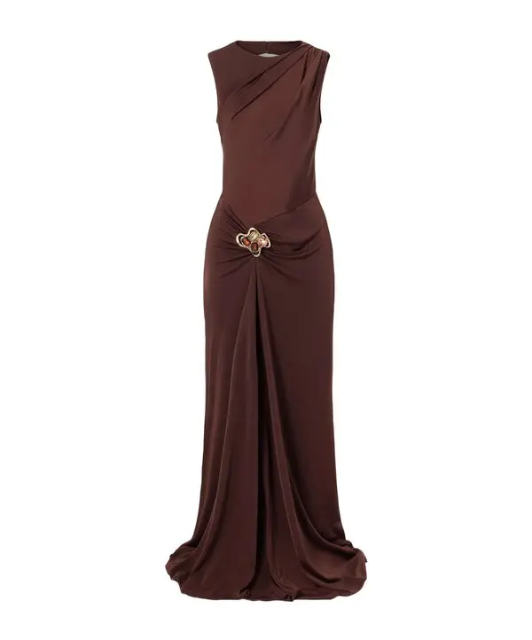 Rebecca Vallance Embellished Jersey Gown - Red
