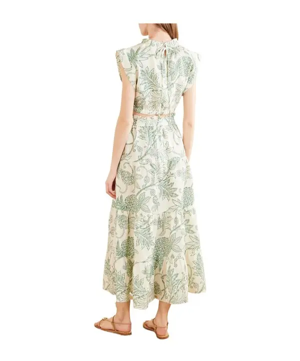 LEMLEM Tiered Printed Linen Midi Skirt