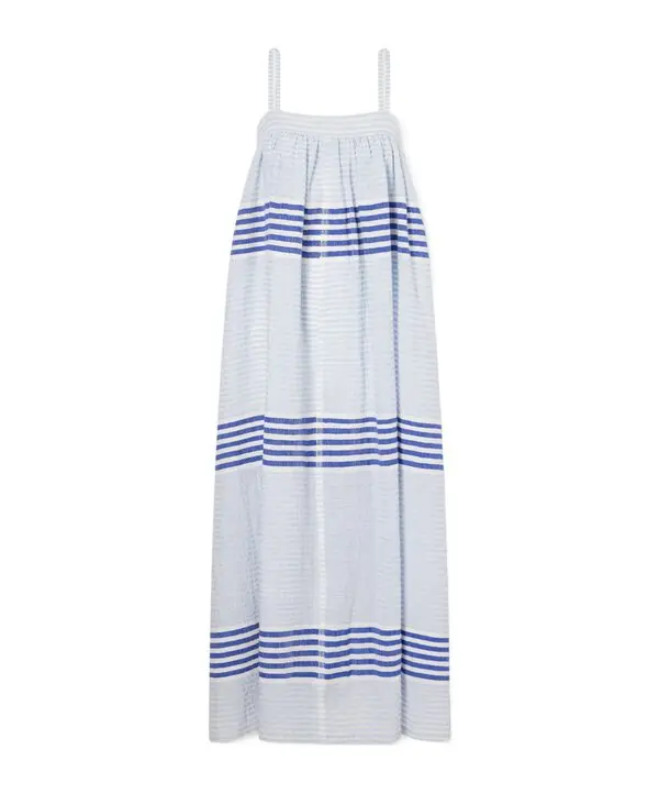 LEMLEM Striped Cotton-gauze Midi Dress