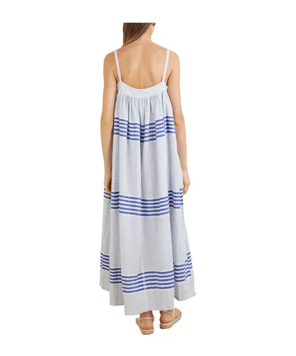 LEMLEM Striped Cotton-gauze Midi Dress