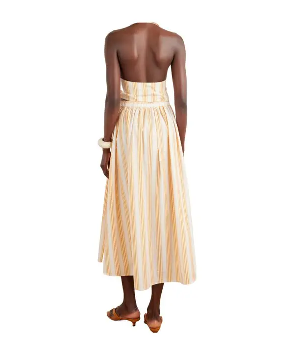 Rosie Assoulin Pleated Striped Cotton-poplin Midi Skirt - No