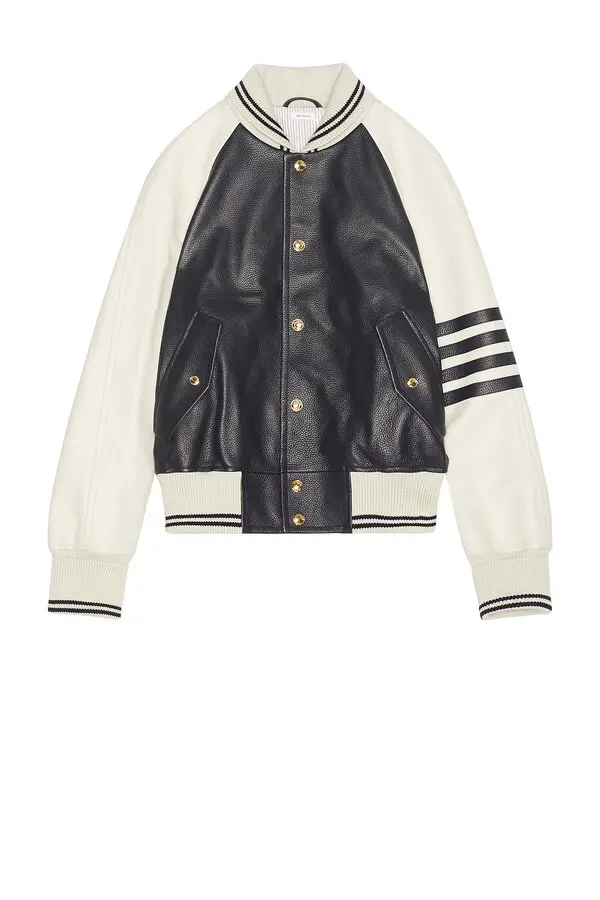Thom Browne Oversized Raglan Sleeve Leather Jacket