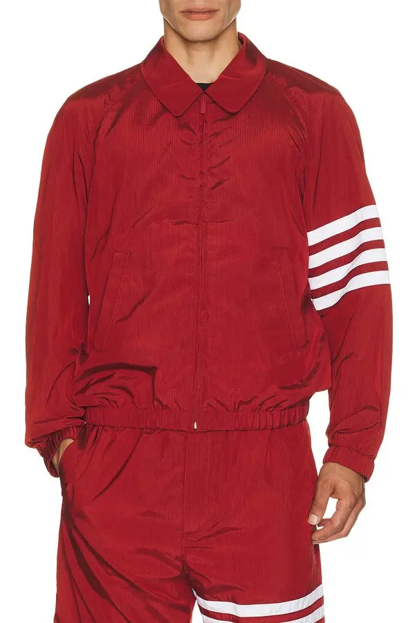 Thom Browne Zip Front Raglan Coach Jacket - Dark Red