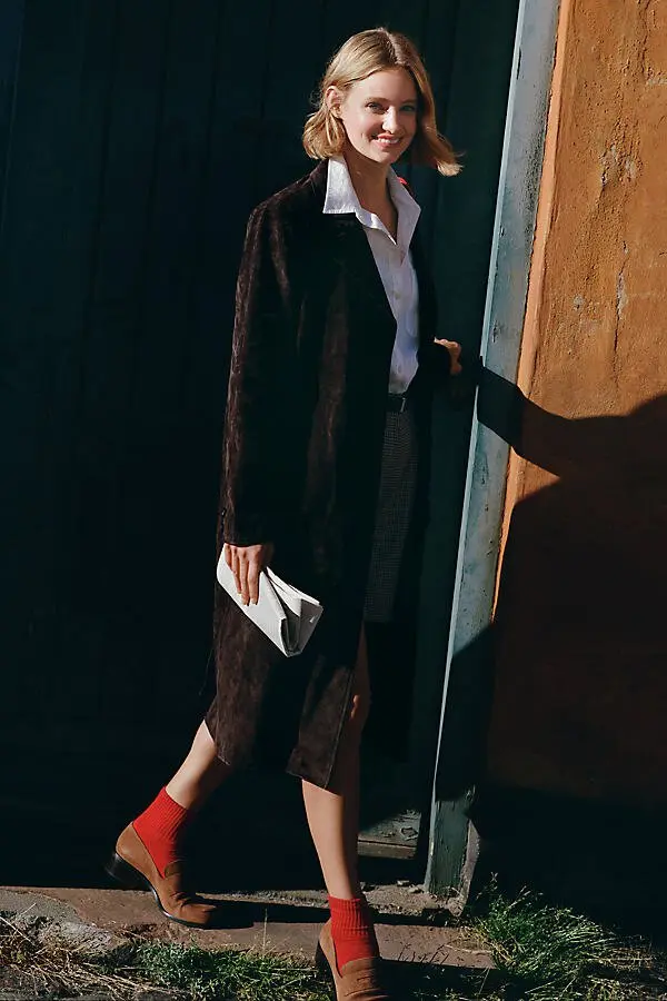 NVLT Suede Longline Coat Jacket