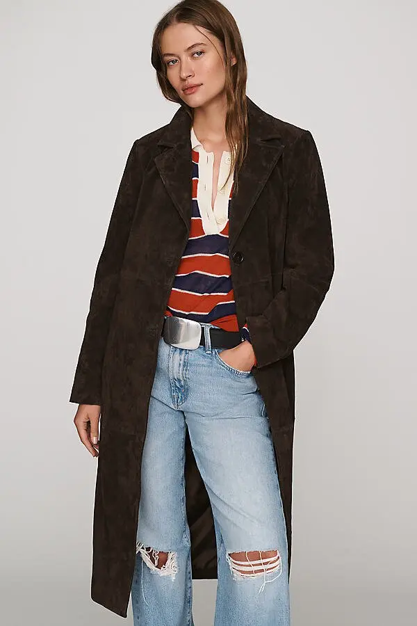 NVLT Suede Longline Coat Jacket