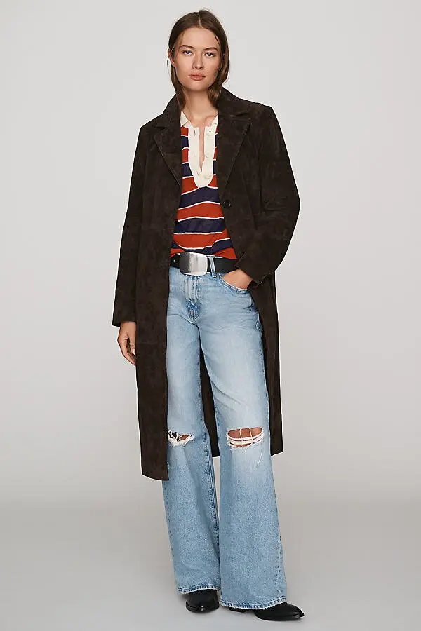 NVLT Suede Longline Coat Jacket
