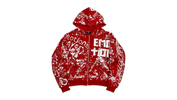 Mixed Emotion Graffiti Hoodie - Red