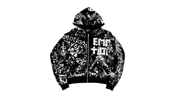 Mixed Emotion Graffiti Hoodie - Black