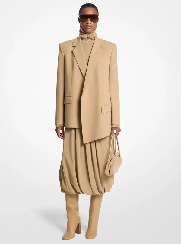 Michael Kors Stretch Wool Crepe Asymmetric Blazer