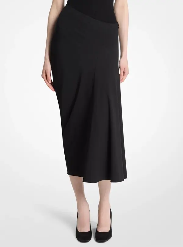 Michael Kors Stretch Wool Crepe Bias Skirt In Size By - Black