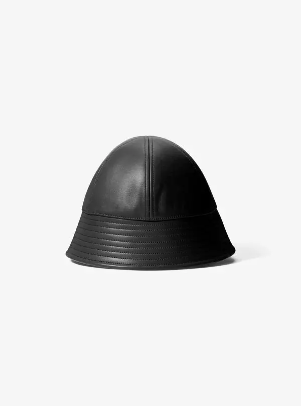 Michael Kors Leather Bucket Hat In By - Black