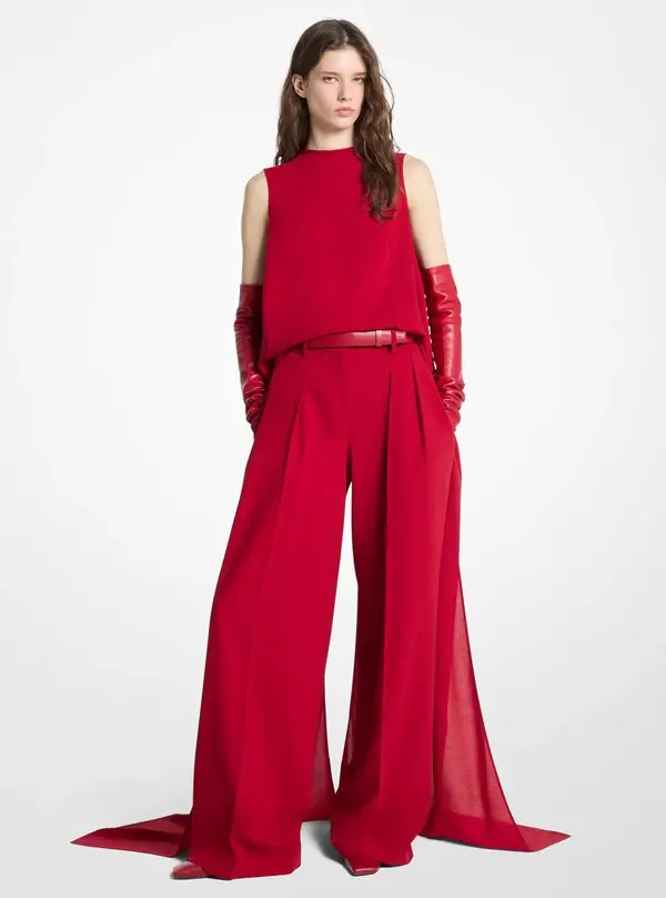 Michael Kors Stretch Wool Pleated Slouch Trousers In Size By - Red
