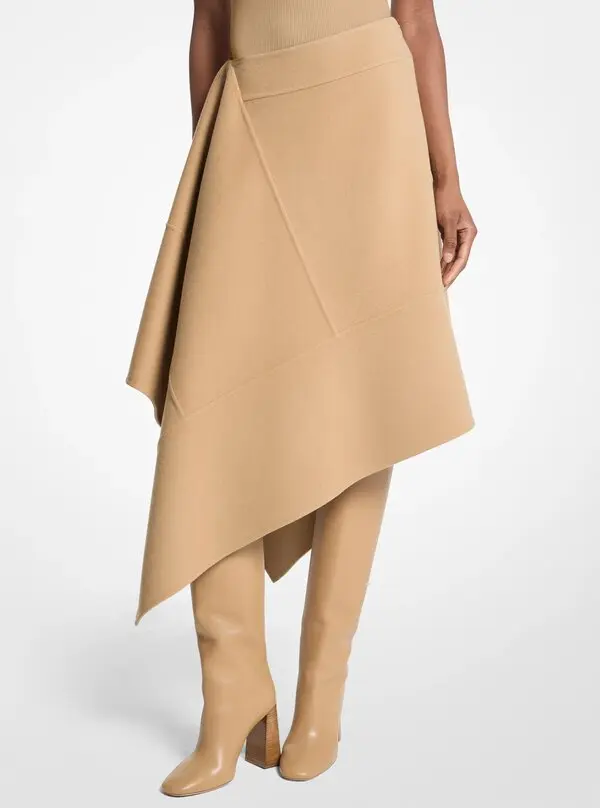 Michael Kors Asymmetric Wool Skirt In Size By - Natural