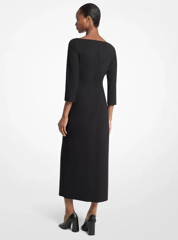 Michael Kors Stretch Wool Crepe Ruched Dress In Size By