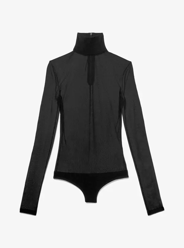 Michael Kors Sheer Viscose Turtleneck Bodysuit