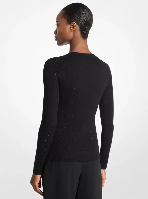 Michael Kors Embellished Tissue Cashmere Sweater In Size By