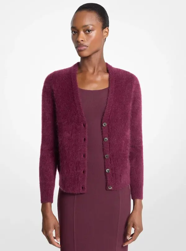 Michael Kors Brushed Cashmere Cardigan - Red