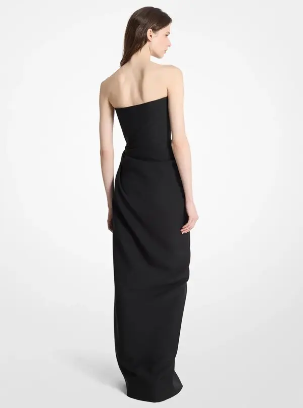 Michael Kors Wool Broadcloth Origami Strapless Dress In Size By