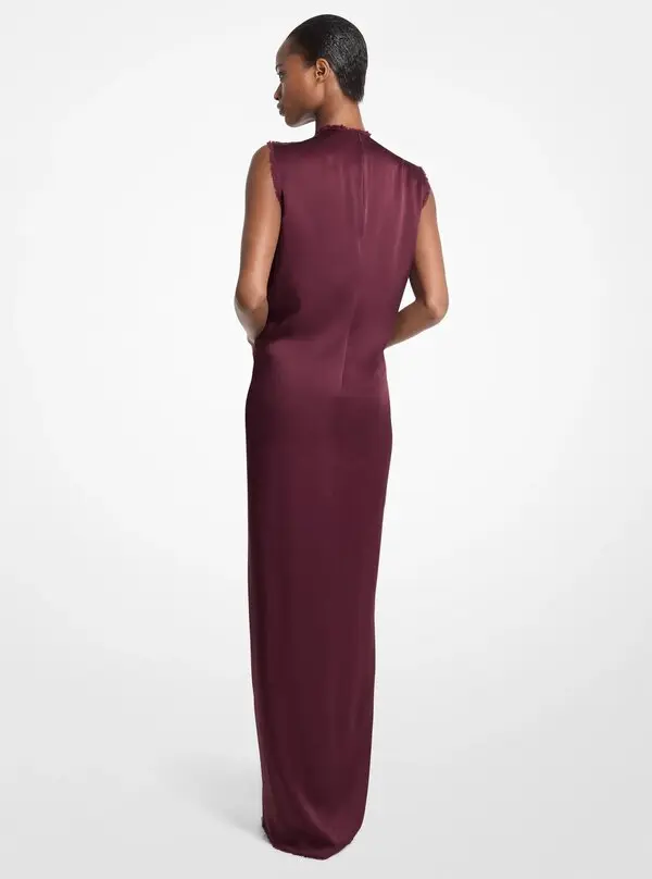 Michael Kors Draped Satin Charmeuse Column Gown