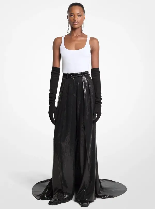 Michael Kors Sequined Crepe Opera Trousers In Size By