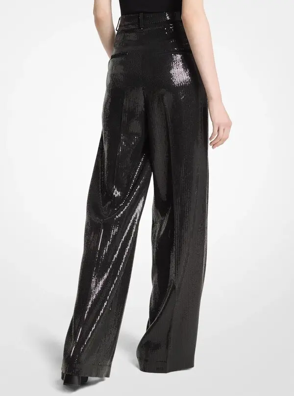 Michael Kors Sequined Crepe Pleated Slouch Trousers In Size By