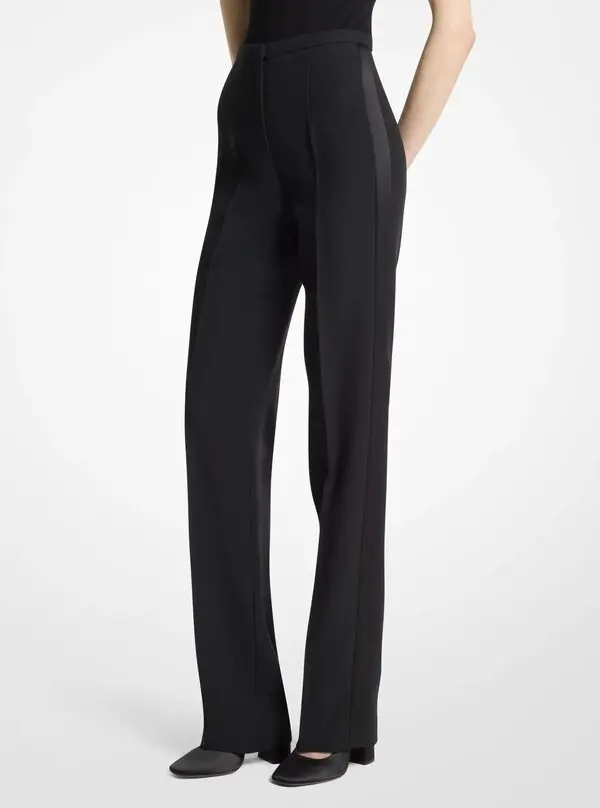 Michael Kors Agyness Double Crepe Sablé Tuxedo Trousers In Size By - Black