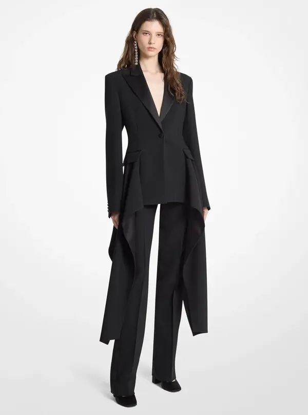 Michael Kors Agyness Double Crepe Sablé Tuxedo Trousers In Size By - Black