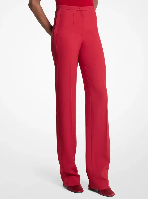 Michael Kors Agyness Double Crepe Sablé Tuxedo Trousers In Size By - Red