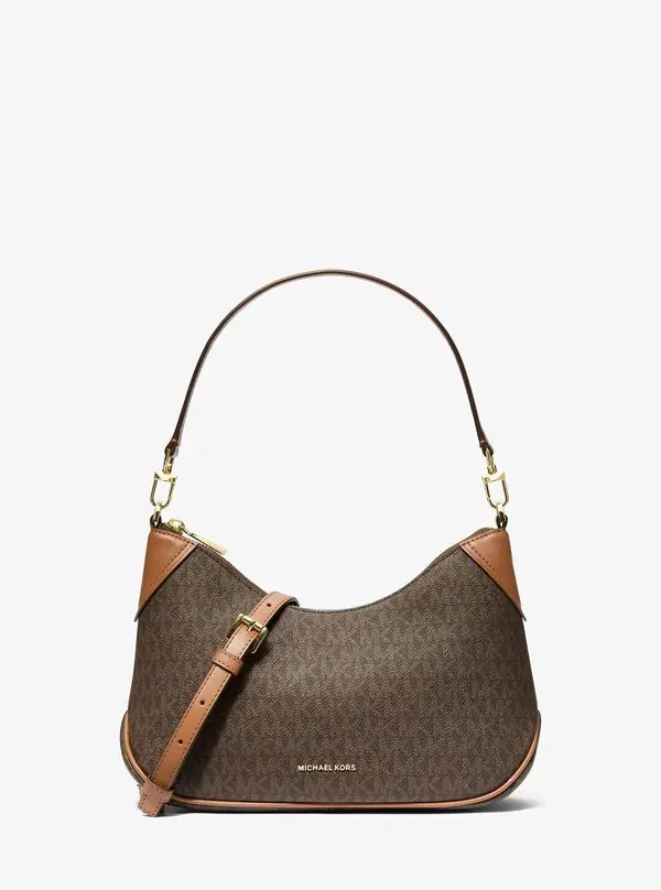 Michael Kors Jet Set Medium Signature Logo Convertible Crossbody Bag In By - Brown