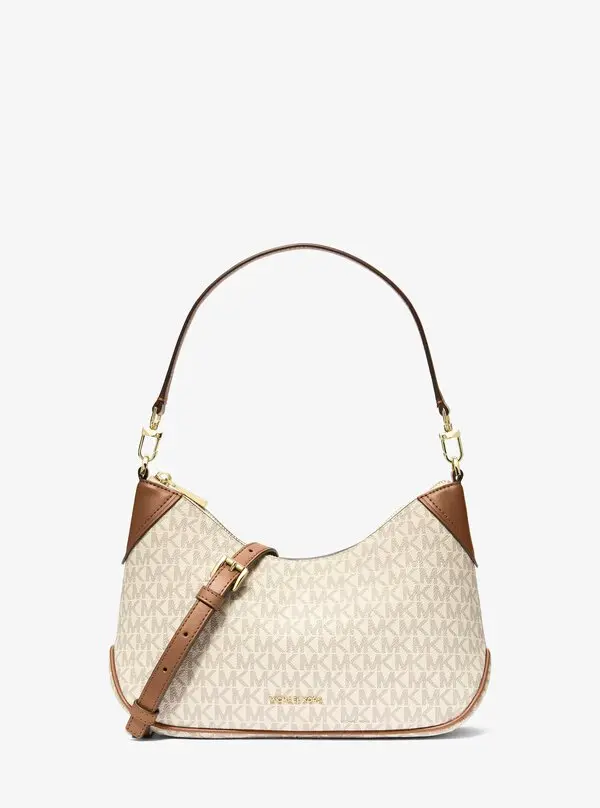 Michael Kors Jet Set Medium Signature Logo Convertible Crossbody Bag In By - Natural