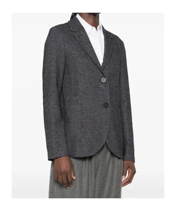 Harris Wharf London Single-breasted Herringbone Knit Blazer