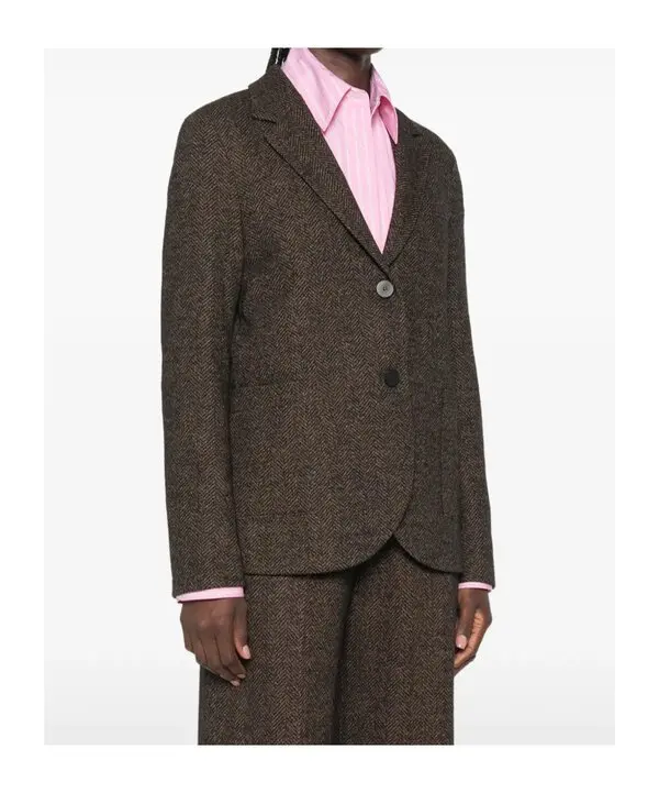 Harris Wharf London Single-breasted Herringbone Knit Blazer