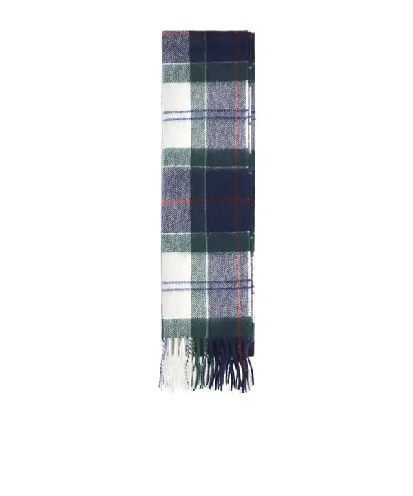 Barbour Fringed Tartan Scarf - Navy Blue