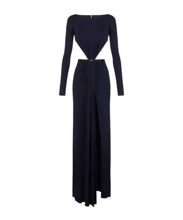 Elisabetta Franchi Red Carpet Dress In Jersey Fabric With Cut-outs - Black